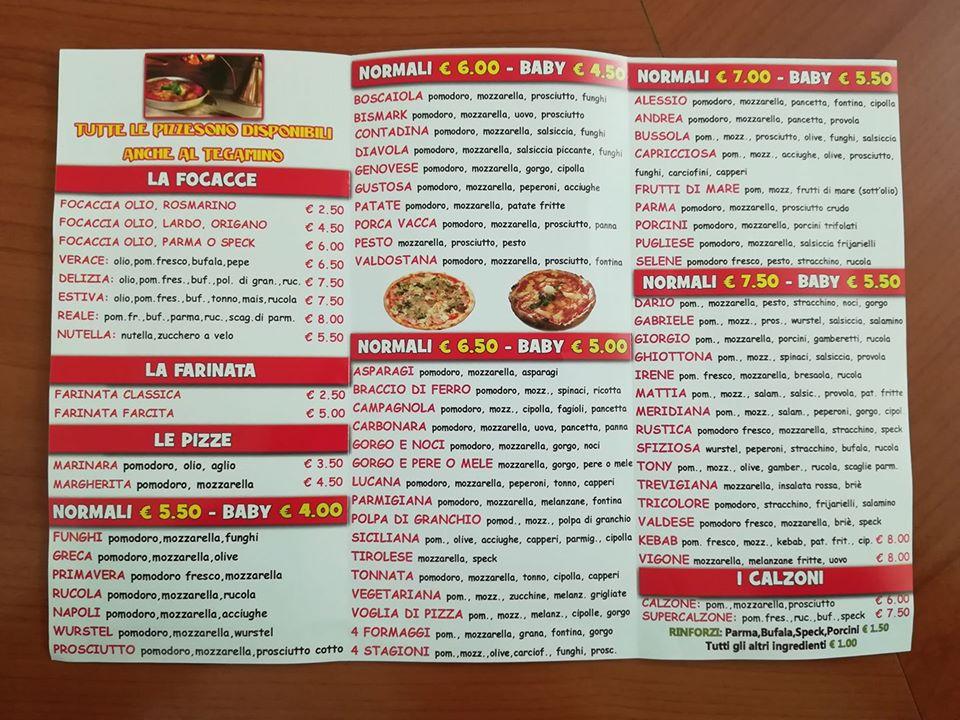 Menu da Voglia Di Pizza Di Sempreboni Roberta pizzeria, Vigone