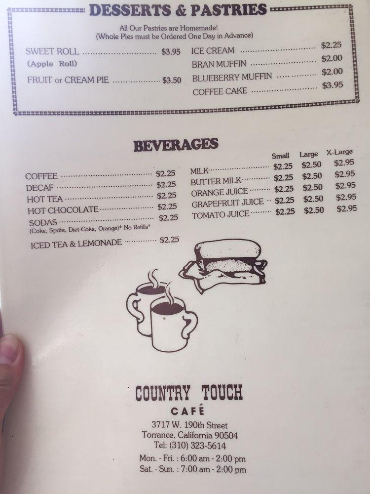 Menu at Country Touch Cafe, Torrance