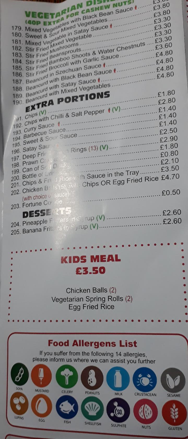 Menu at Double Happiness restaurant, Rugby