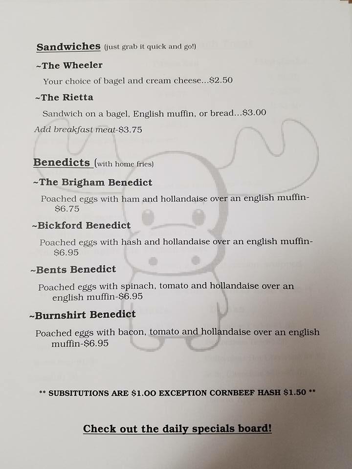 Menu at Hubb Town Diner, Hubbardston