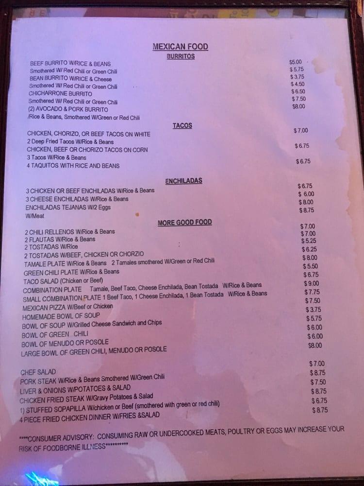 Menu at Steve's Klamm Shell Inc pub & bar, Pueblo