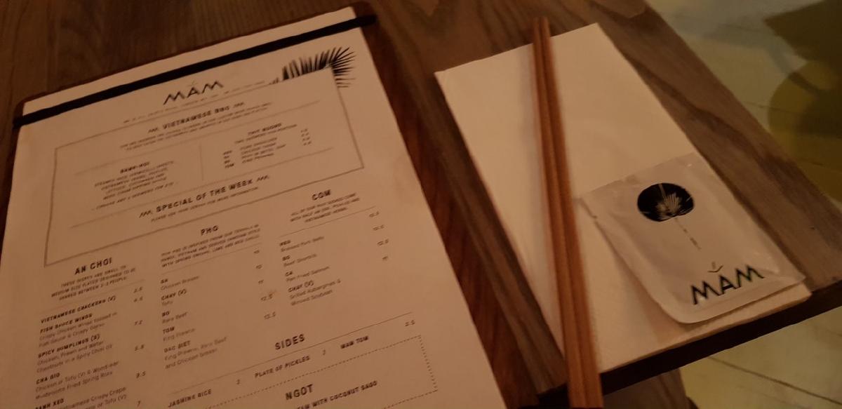 Menu at MAM - Vietnamese BBQ, London, 16 All Saints Rd