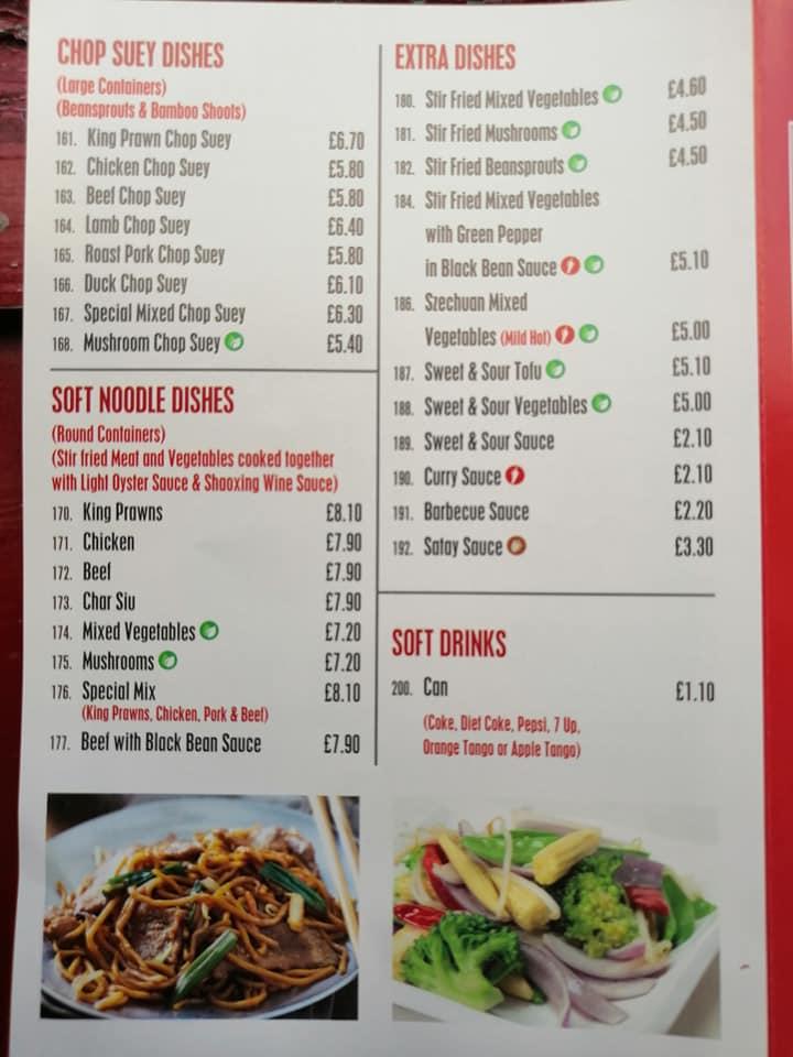 Menu at Sunshine restaurant, Reading
