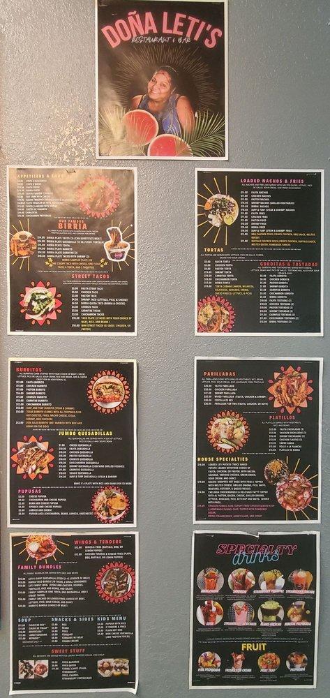 Carta del pub y bar Doña Leti’s, Houston, S Post Oak Rd Suite E