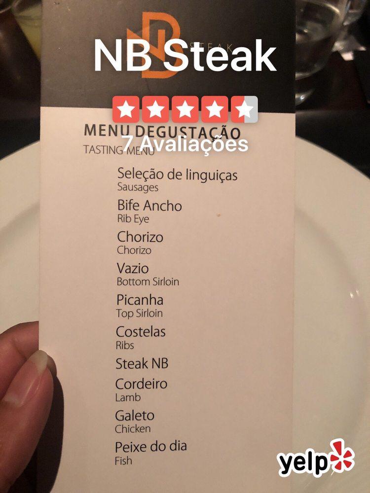 Menu at NB Steak JK steakhouse, São Paulo, Av. Pres. Juscelino Kubitschek