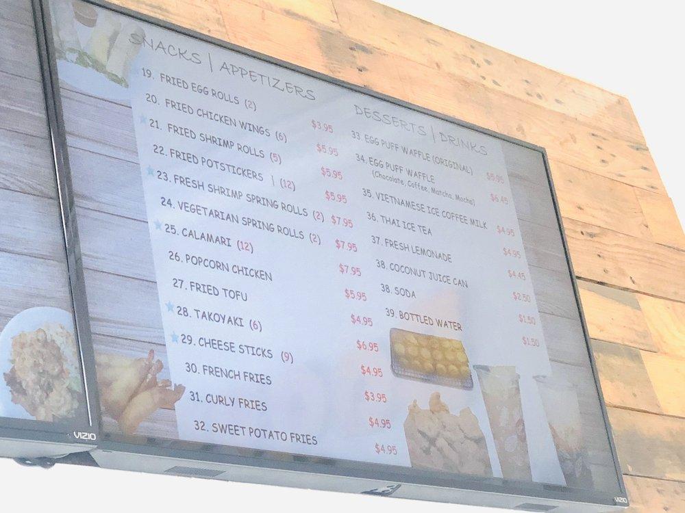 Menu at Pho Nation restaurant, Alameda