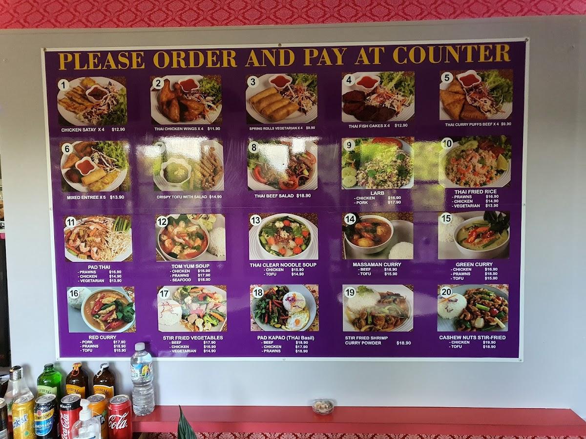 Menu at Thai Kai Cafe, Kuranda