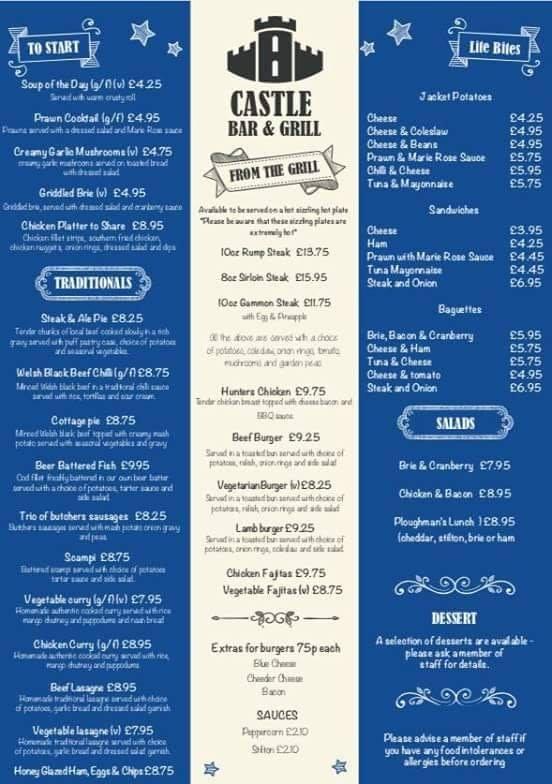 Menu at The Castle pub & bar, Rhayader, East St
