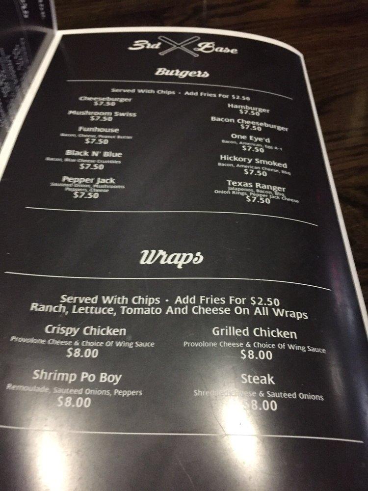 Carta de 3rd Base Sports Bar & Grille, Petersburg, 439 Keyser Ave