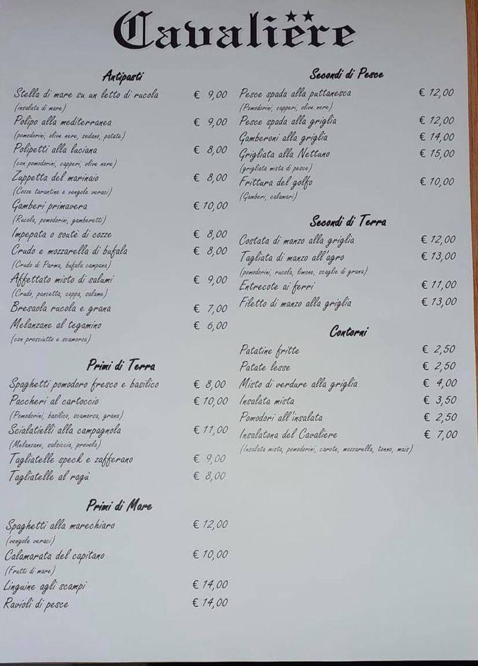 Menu da Hotel Ristorante Cavaliere, Belgioioso