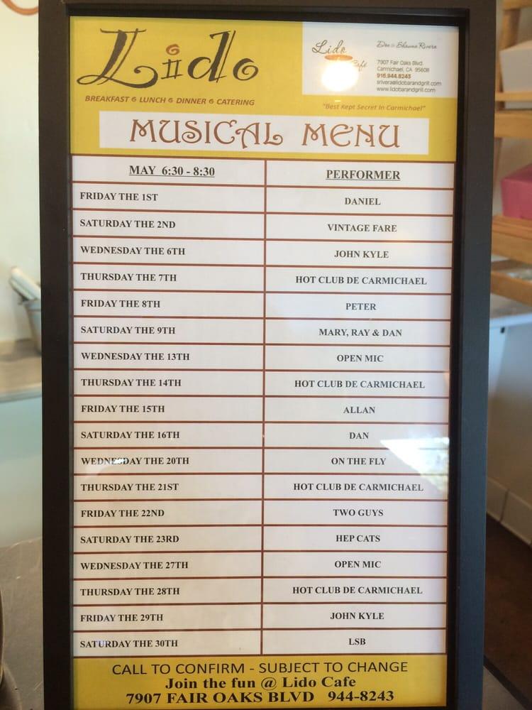 Menu at Lido Café and Bakery, Carmichael, Fair Oaks Blvd