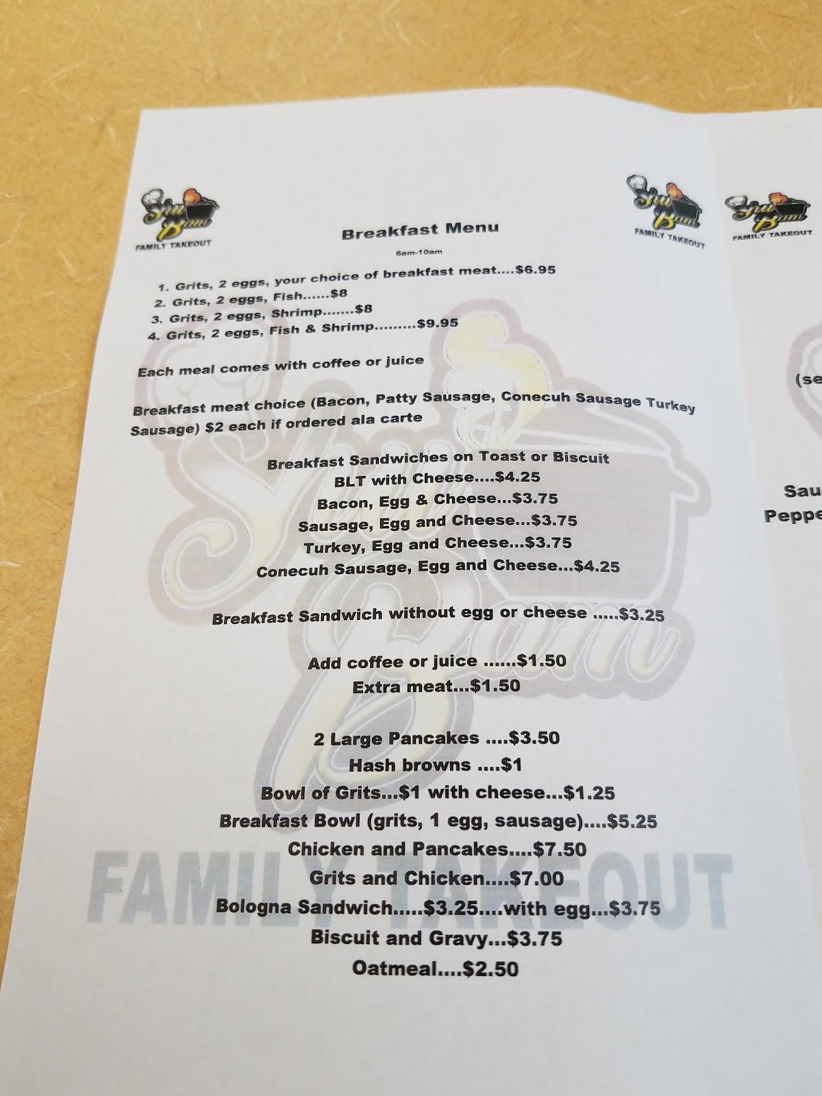 Menu at Shu Bam restaurant, Mobile