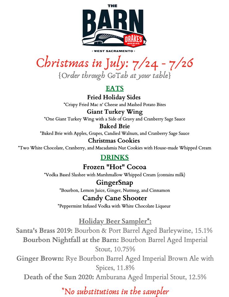 Menu at Drake's: The Barn, West Sacramento