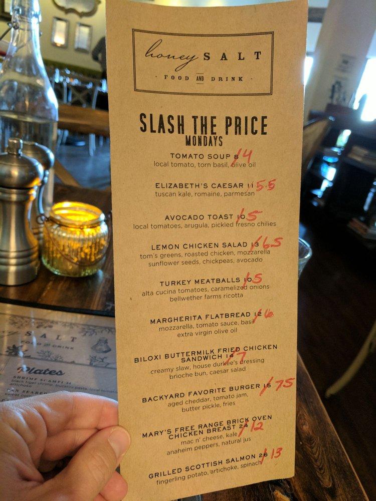 Menu at Honey Salt restaurant, Las Vegas