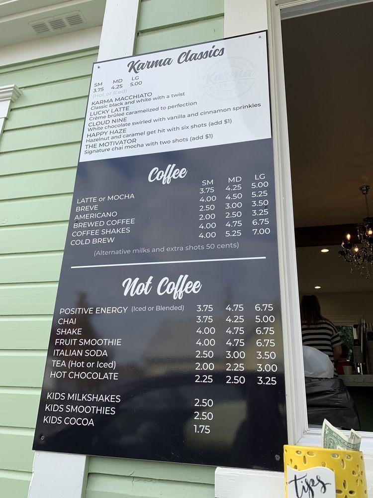 Menu at Karma Coffee Bar and Bakery, Dallas