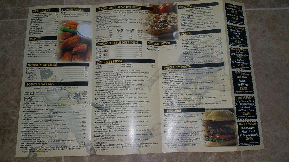 Menu at Pizza Bosa pizzeria, Pittsburgh