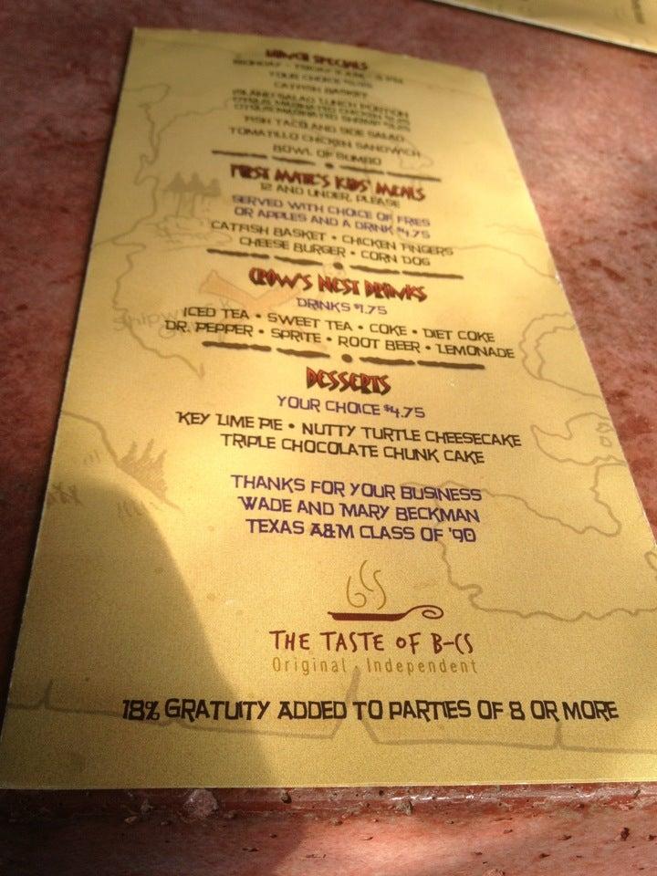 Menu at Shipwreck Grill pub & bar, Bryan