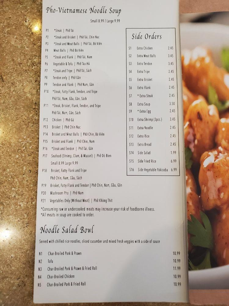 Menu at Happy Pho Time restaurant, Bonney Lake