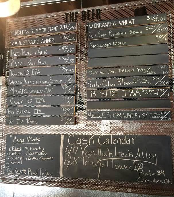 Menu at Karl Strauss Brewing Company, San Diego, Santa Fe St