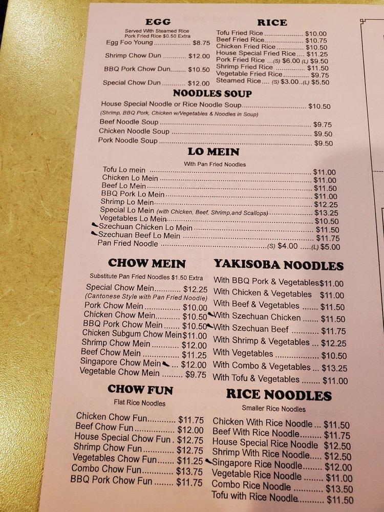 Menu at Yan Yan Chinese Cuisine restaurant, Salem