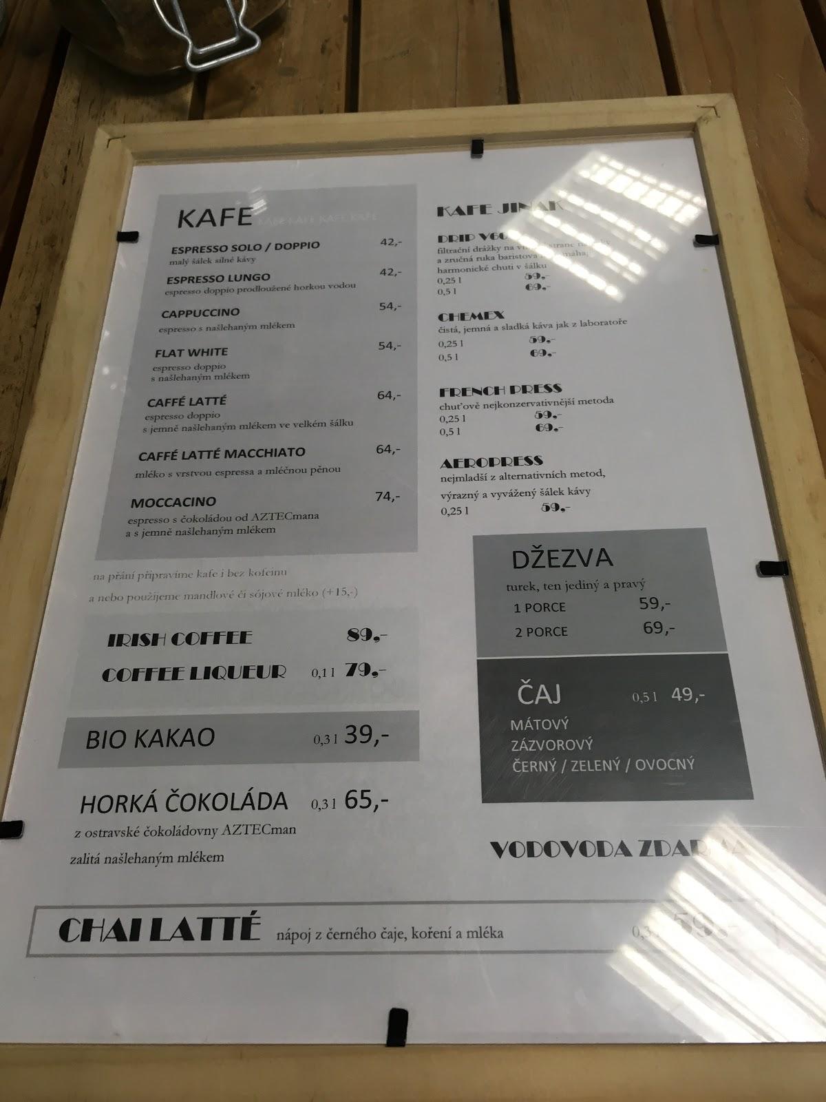 Menu at Laura Coffee cafe, Ostrava, Horní 1492/55