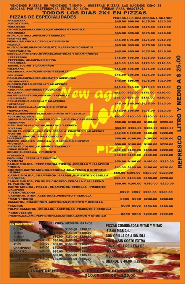 Menu at Madonna PIZZA pizzeria, Acopilco, Av. Veracruz 173