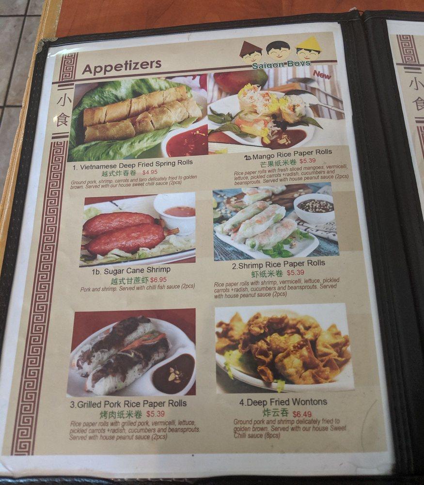 Menu at Ng Saigon Boys restaurant, Peterborough