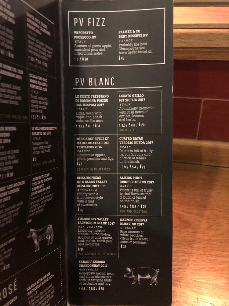Menu at Pavement Vaults pub & bar, York