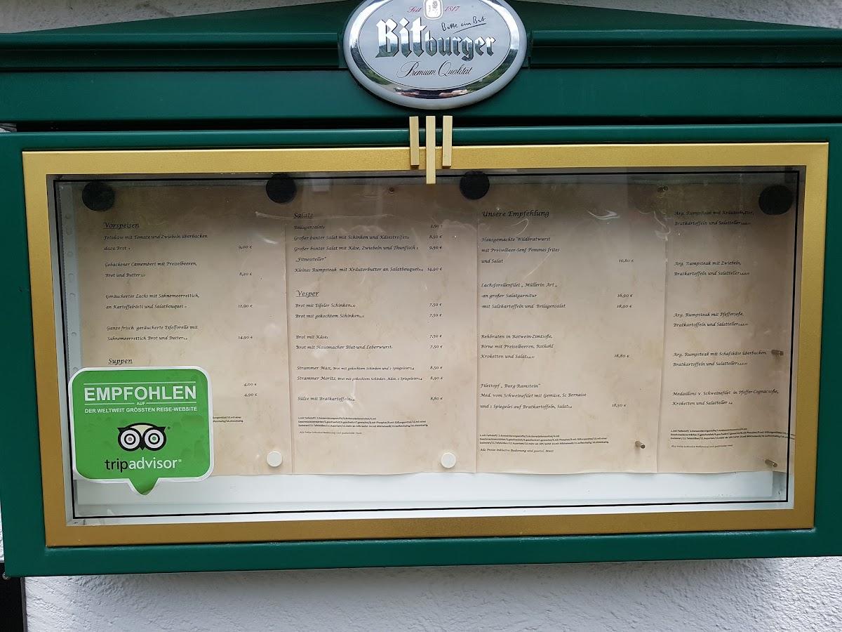 Speisekarte von Burg Ramstein restaurant, Kordel