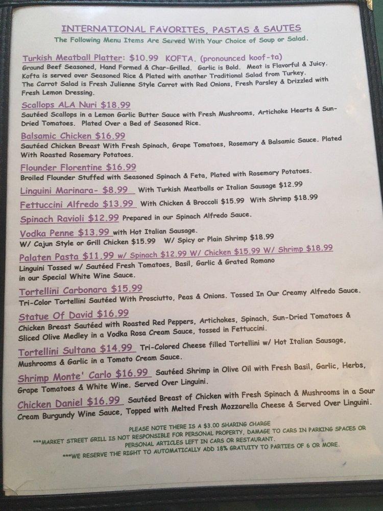 Carta del restaurante Market Street Grill, Onancock
