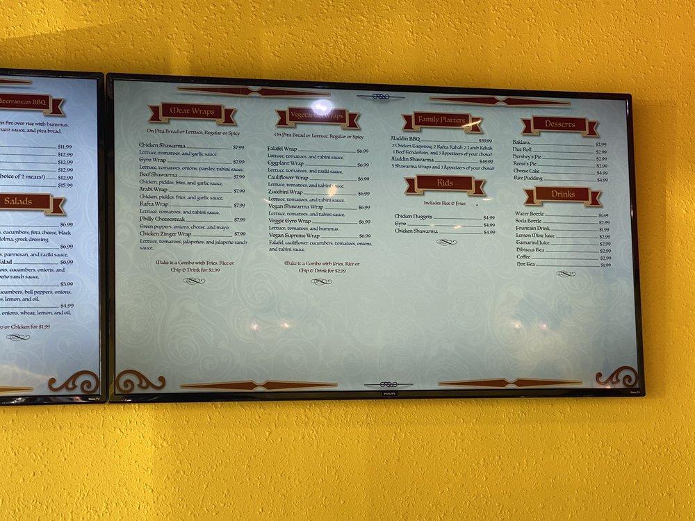 Menu at Aladdin Halal Grill restaurant, Round Rock