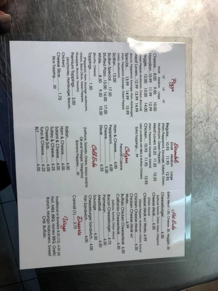 Menu at Bambino’s Original Pizza pizzeria, Newport