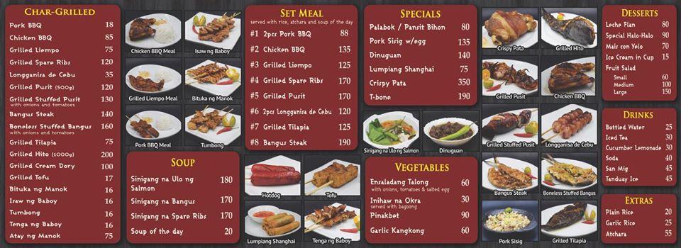 Menu at Grill Queen Sgt. Esguerra restaurant, Quezon City, 26 Sgt ...