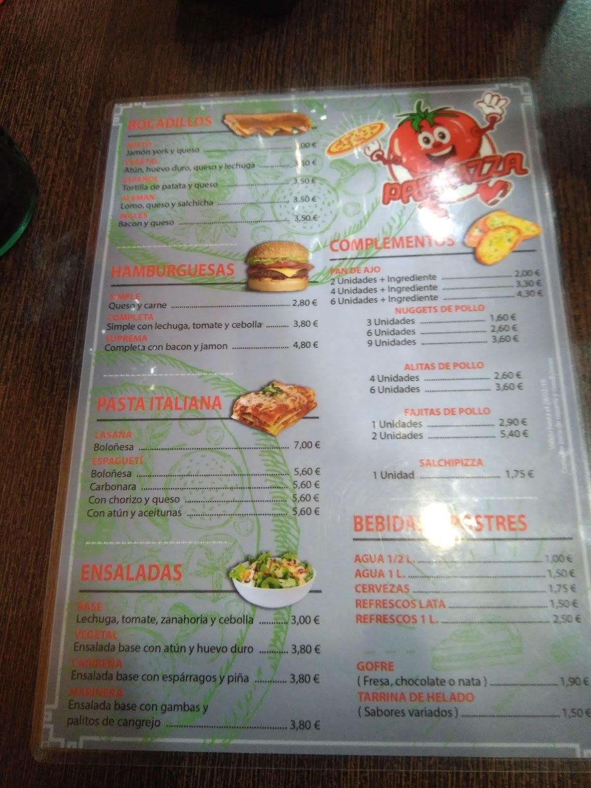 Carta del restaurante Papi Pizza, Puenteareas