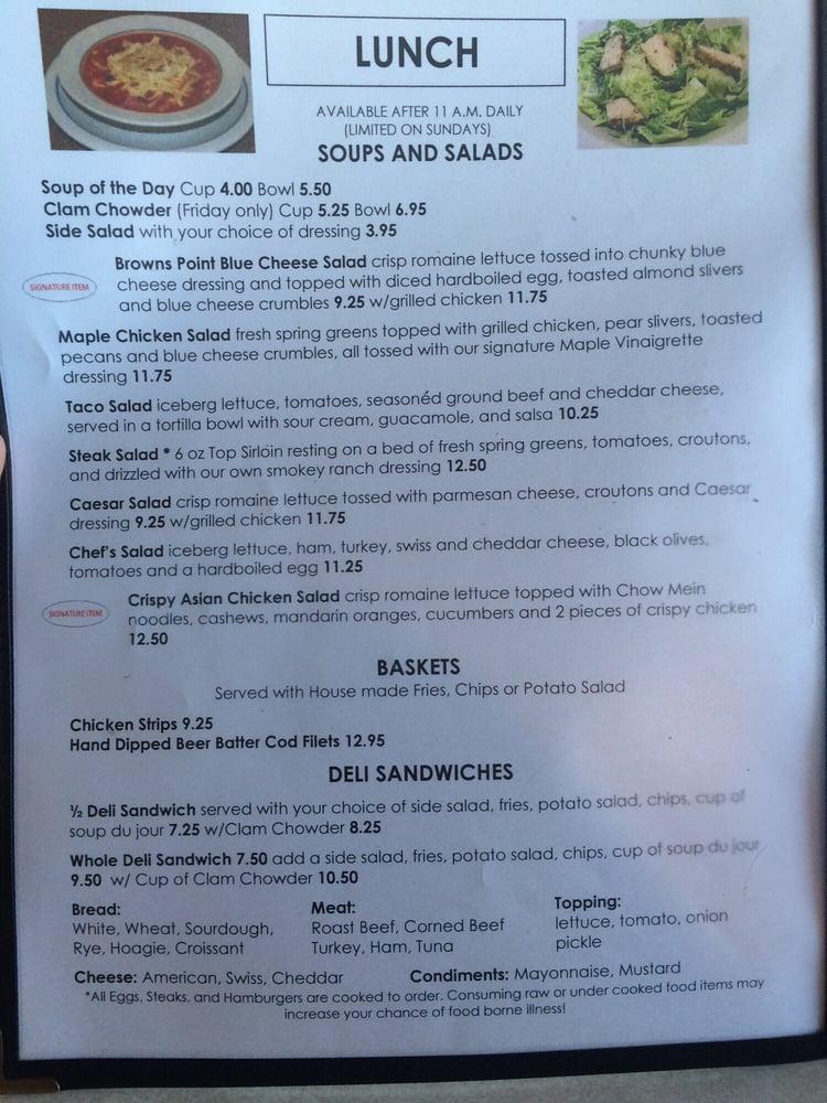 Menu at Browns Point Diner pizzeria, Tacoma, East Side Dr NE