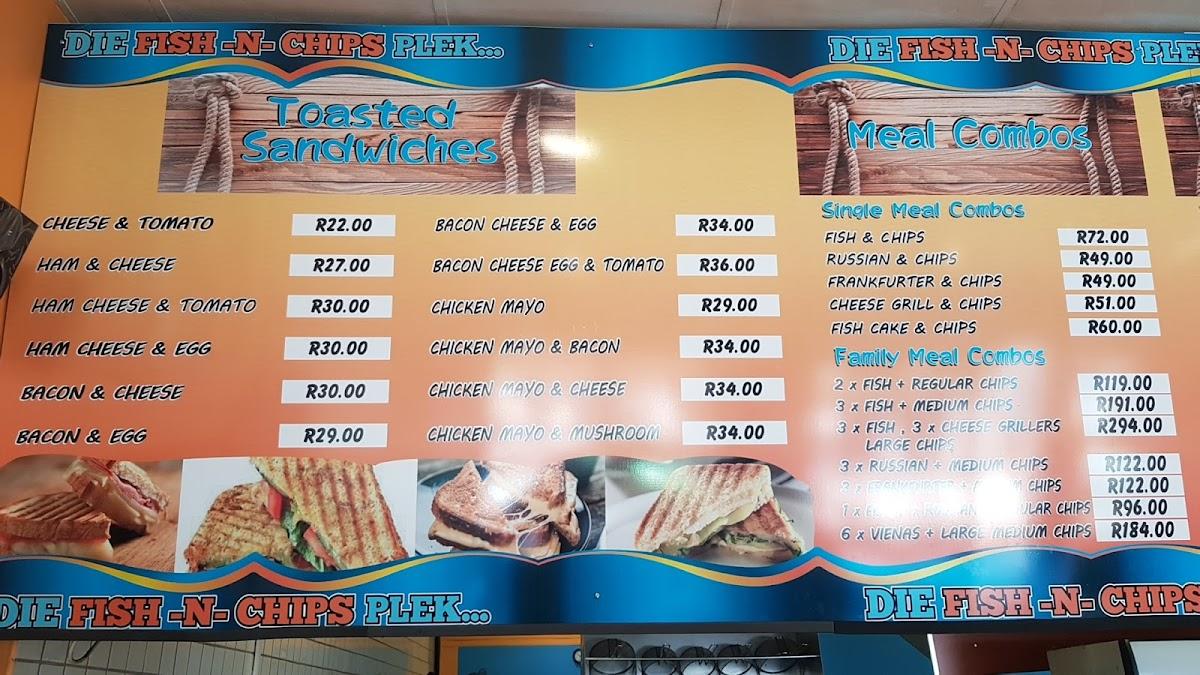 Menu at Die Fish & Chips Plek restaurant, Pretoria