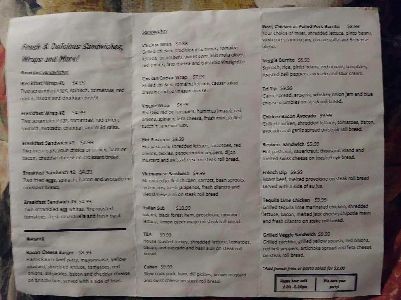 Menu at Compton's Market cafe, Sacramento