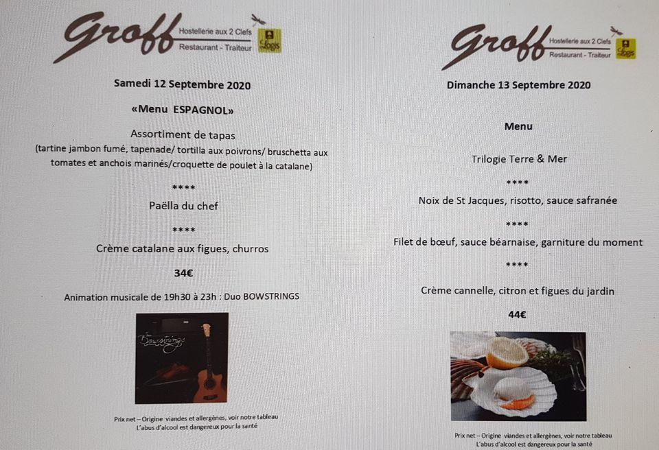 Menu au Hostellerie Groff Aux Deux Clefs restaurant, Biesheim