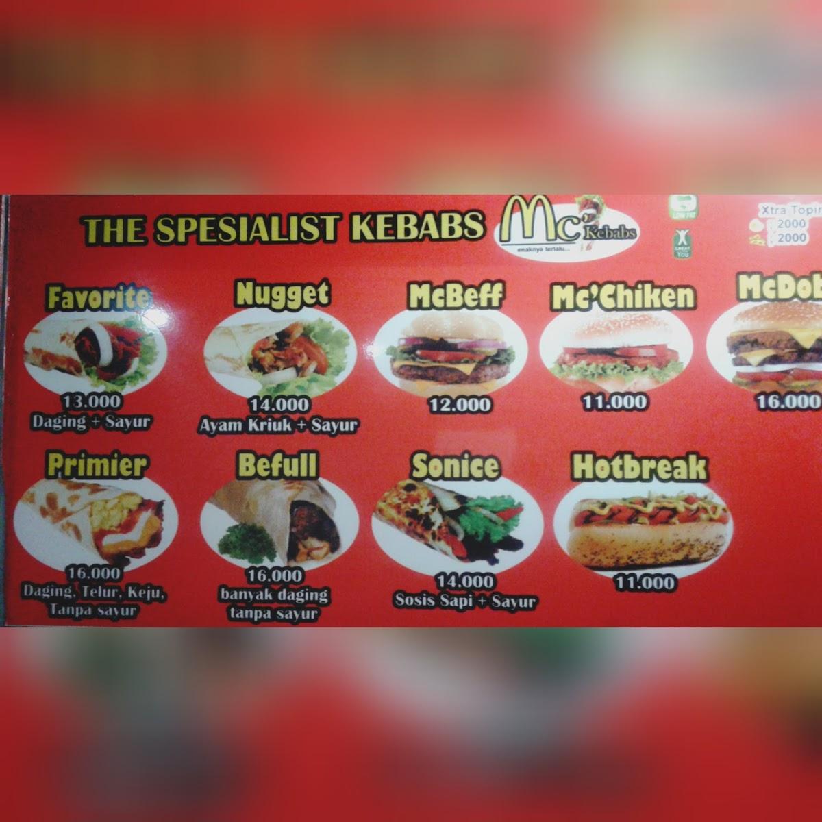 Menu at Kebab Mckebabs, Tropodo
