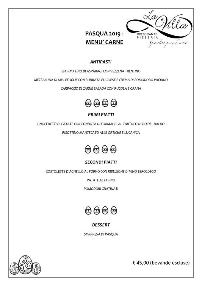 Menu at Ristorante Pizzeria La Villa, Nago–Torbole