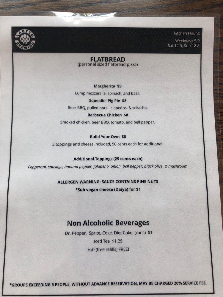 Menu at LaOtto Brewing pub & bar, Laotto