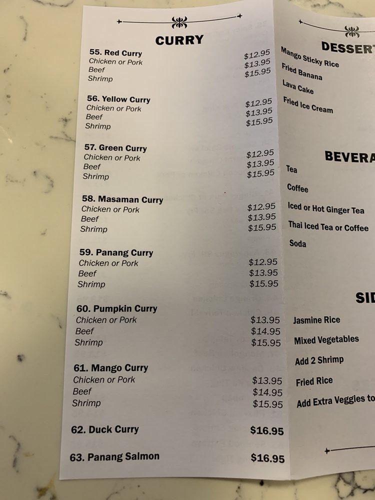 Menu at Pad Thai Restaurant, Sheridan