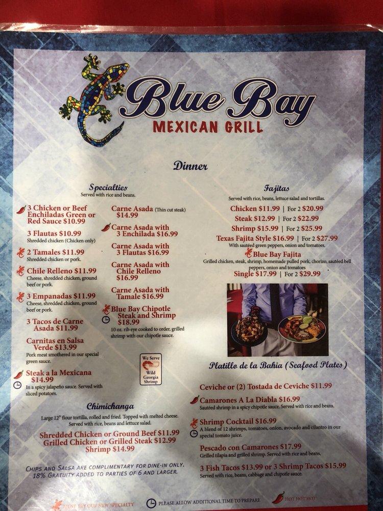 Menu at Blue Bay Mexican Grill restaurant, Darien