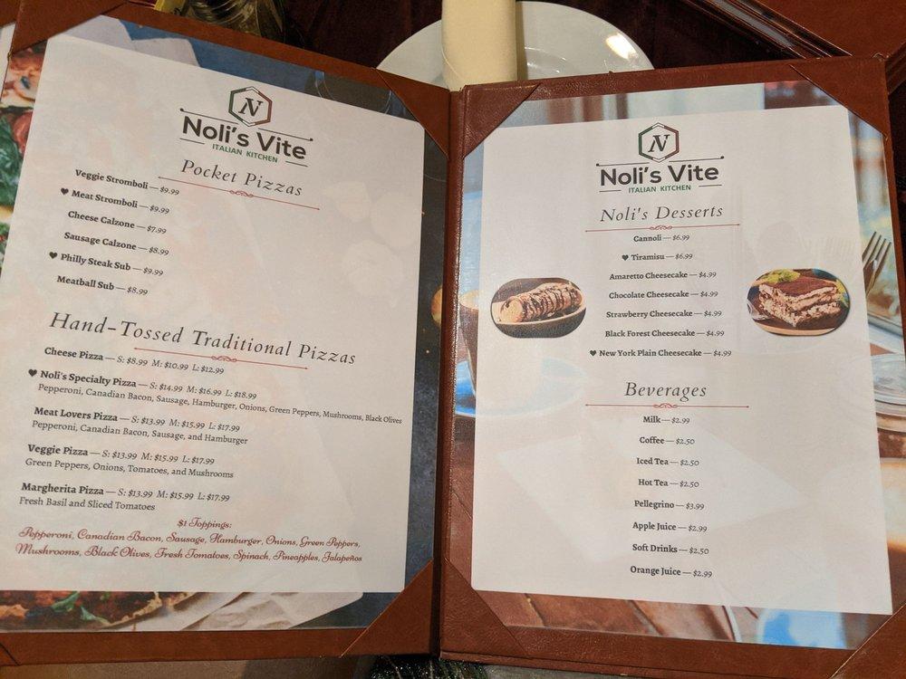 Menu at Noli's Vite pizzeria, New Braunfels