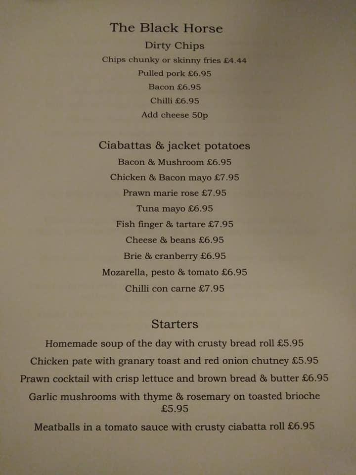 Menu at The Black Horse Inn pub & bar, Dursley