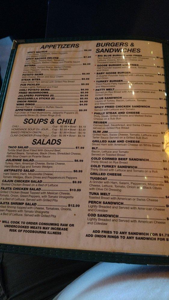 Menu at Blue Goose Inn pub & bar, Saint Clair Shores