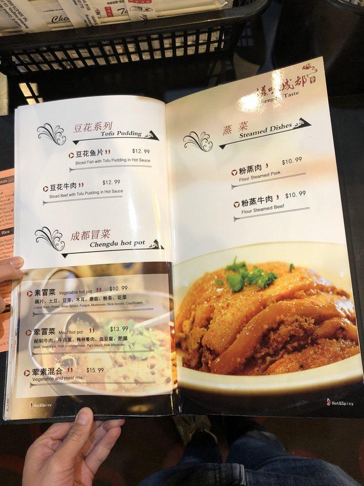 Menu at Chengdu Taste restaurant, Alhambra