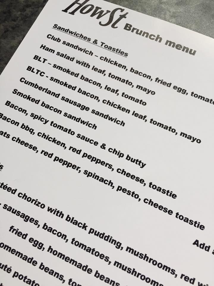 Carta del café Howst Food & Drink, Sheffield