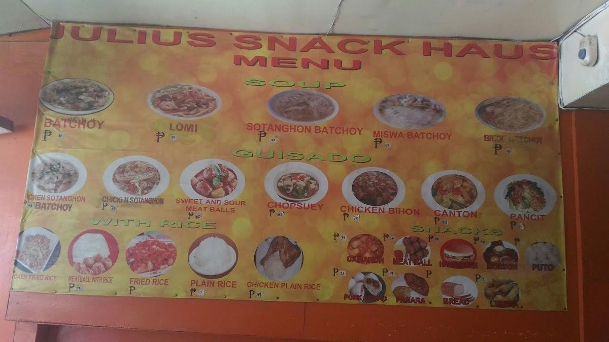 Menu at Julius Snackhaus pub & bar, Iloilo City
