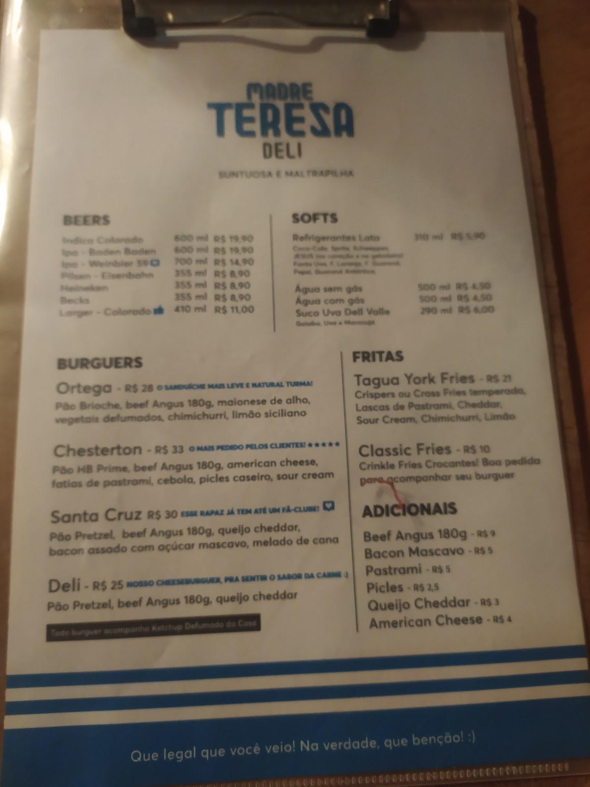 Menu em Madre Teresa Deli restaurante, Taguatinga